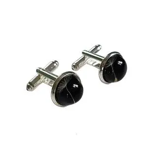 LAURA DAILI Black / Silver Glass Cufflinks A Wish - Black/silver