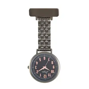 BERMUDA WATCH COMPANY Annie Apple Rose Gold Gunmetal Link Bracelet Nurse Fob Watch - Grey