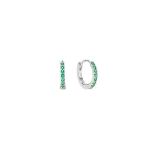 VANCHI Silver / Green Kiki Crystal Huggie Earrings - Silver/green