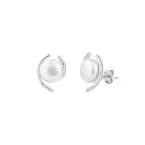 SPERO LONDON Sterling Whimsy Swirl Pearl Earring