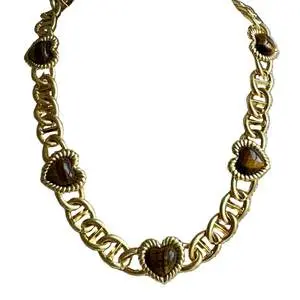 LAURA GRAY Sloan Heart Necklace / Tiger's Eye - Brown