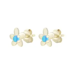 KAMARIA Mini Flower Opal Stud Earrings Green - Blue