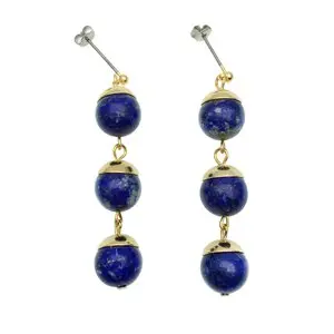 FARRA Lapis Lazuli Ball Round Dangle Earrings - Blue