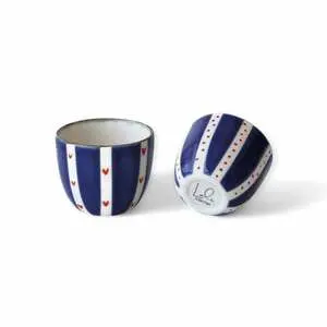 Lali Design Studio Enjoy Handmade Navy Espresso Mugs Set Of Two Porcelain - Blue
