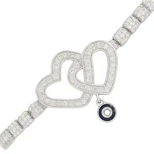 MAISON DE GALA Twin Hearts Charm Bracelet - Silver
