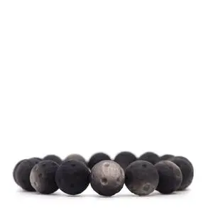 Shar Oke Black / Silver Silver Obsidian Meteorite Bracelet - Black/silver