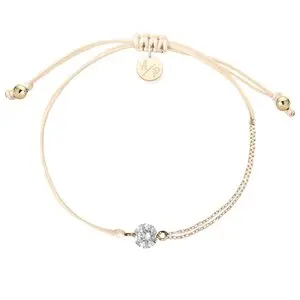 ADRIANA PAPPAS DESIGNS Solitaire Cubic Zirconia Bracelet On Cord With Gold Filled Chain - Yellow