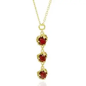 UNALOE Gold Vermeil And Red Crystal Leaf Pendant Necklace - Gold/red