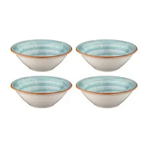 Turgla Home Aqua Round Porcelain Side Bowl Set Of Four - Blue