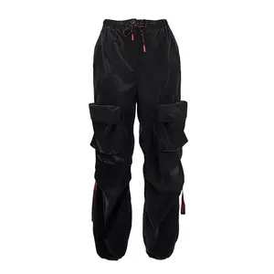 LALIPOP DESIGN Velvety Look Cargo Pants With Straps