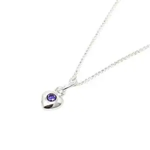 HARFI Mini Amethyst February Birthstone Heart Necklace - Silver