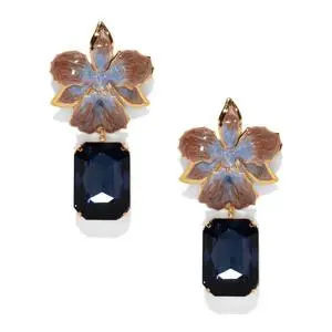 THE PINK REEF Vanilla Orchid Jeweled Drop In Navy - Brown