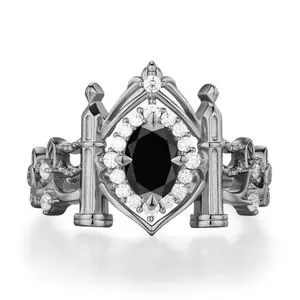 AZURA JEWELRY NEW YORK Sanctum Of Shadows Onyx Ring Gold Vermeil - Black