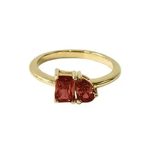 BELINDA JEWELZ Toi Et Moi Garnet Birthstone Ring - Red