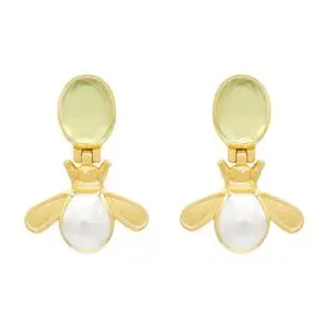 MARCIA MORAN Belle Earrings In Lemon Quartz & Pearl - Yellow