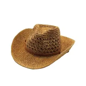 CHANEL JOAN ELKAYAM Natural Straw Western Cowboy Hat - Brown