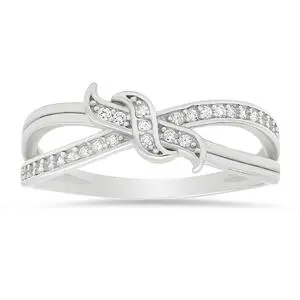 KYLIE HARPER Petite Diamond Cz Love Knot Ring In Sterling - Silver