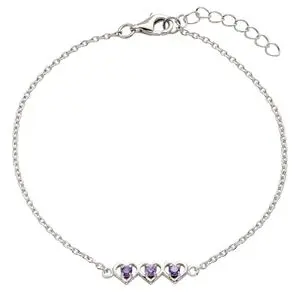 BELINDA JEWELZ Silver / Purple Amethyst Triple Heart Bracelet - Silver/purple
