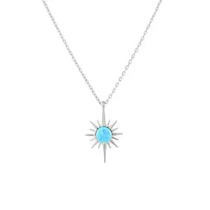 SPERO LONDON Blue Opal Northernstar Sterling Pendant Necklace - Silver