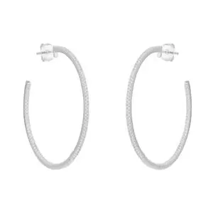 SPERO LONDON Sterling Large Stud Hoop Earring With Interior Gemstones - Silver
