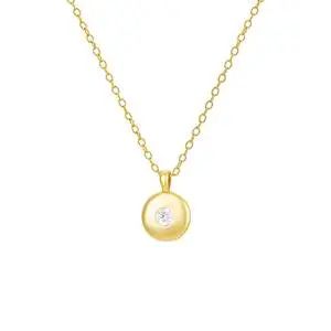 NAZZAR Gold / White Cz Gold Round Pendant Necklace - Gold/white