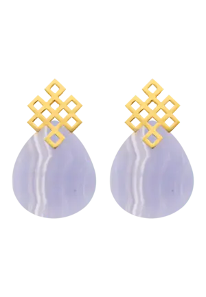 LAVANI JEWELS Blue / Gold Blue Endless Knot Earrings Blue/gold
