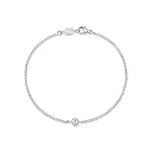 DOWER & HALL Single White Sapphire Dewdrop Chain Bracelet In Sterling - Silver