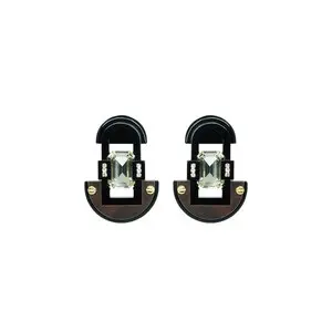 GISSA BICALHO Black / Brown Handmade Acrylic Earring M Deco Mirror Rectangular Stone Black - Black/brown