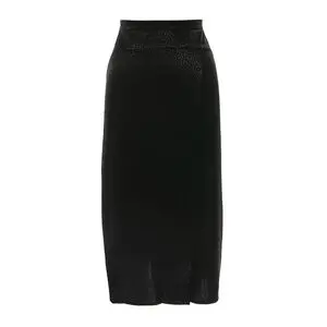 NORIA ANIS Moonlight Viscose Jacquard Midi Skirt - Black