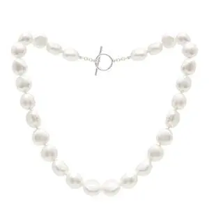 PEARLS OF THE ORIENT ONLINE Large Irregular Cultured Freshwater Pearl Necklace With Sterling Silver Toggle Clasp - White
