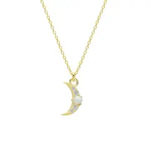 SPERO LONDON Crescent Moon Opal Sterling Silver Necklace - White