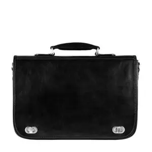 TIME RESISTANCE Full-grain Leather Briefcase - Black