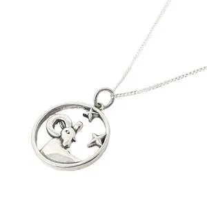HARFI Aries Zodiac Horoscope Charm Sterling Necklace - Silver