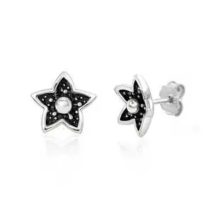 UNALOE Sterling Star Flower Stud Earrings – Sculptural Floral Designer Jewelry - Silver
