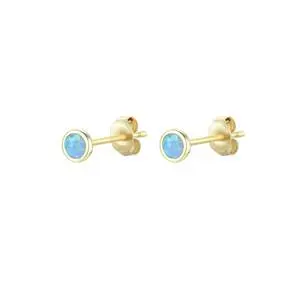 KAMARIA Mini Round Opal Stud Earrings Green - Blue