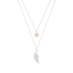 SEVEN SAINTS Archangel Chamuel, Angel Of Love Necklace, Rose Quartz, White Rhodium Over Sterling - Silver