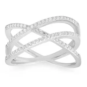 KYLIE HARPER Sterling Criss-cross Diamond Cz Ring - Silver