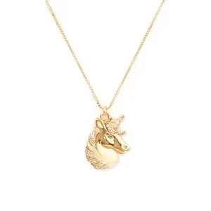 SEVEN SAINTS Mystical Unicorn Necklace, Over Sterling Silver - Gold