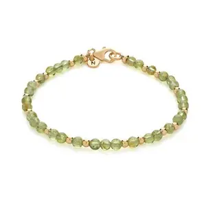 NELLOU JEWELLERY Jewel Bead August Birthstone Bracelet Gold Plated Sterling Silver Peridot - Green