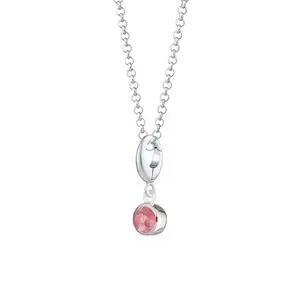 LILY CHARMED Sterling October Birthstone Charm Necklace Pink Tourmaline - Silver