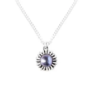 LEE RENEE Dahlia Bud Peacock Pearl Necklace - Silver