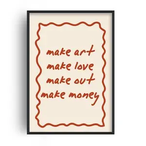 FANCLUB Neutrals / Make Art Retro Handwritten Quote Indie Art Print A2 - Red