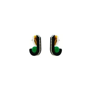 GISSA BICALHO Handmade Acrylic Earring Short Orion - Green