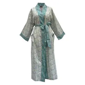 LIME TREE DESIGN Long Kimono Robe Michelle Made With Liberty Fabric - Blue