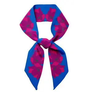 CREATURE MARSEILLE Flor The Silk Skinny Scarf / Design In France Made In Italy - Blue