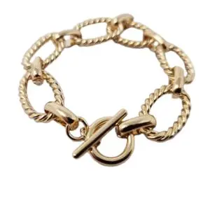 HARFI Vermeil Textured Paperclip Link Bracelet - Gold