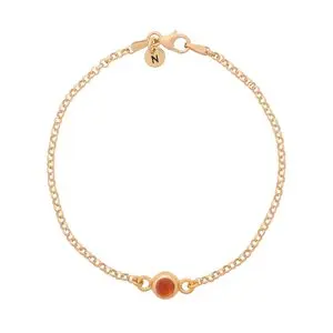 NELLOU JEWELLERY Gold Plated Sterling Silver Carnelian Birthstone Gem Dot Bracelet - Yellow
