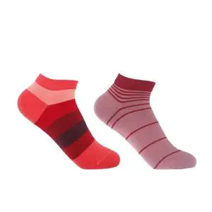 PEPER HAROW - MADE IN ENGLAND Block Stripe Fire & Retro Musk Trainer Socks Bundle - Red