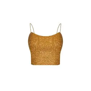 ELSAVA Lina Yellow Sequin Top - Gold