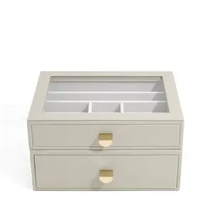 STACKERS Neutrals Classic Oatmeal Jewellery Box Set Of Two Drawers - Black/blue